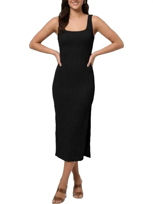 Rachel Rachel Roy Emi Sleeveless Pucker Knit Midi Dress - Black