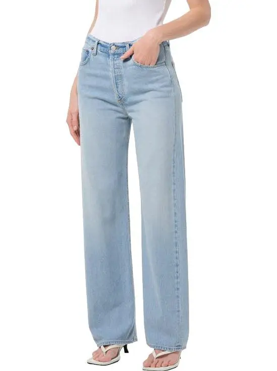 AGOLDE Ren High Waist Wide Leg Jeans - Memory Light Indigo