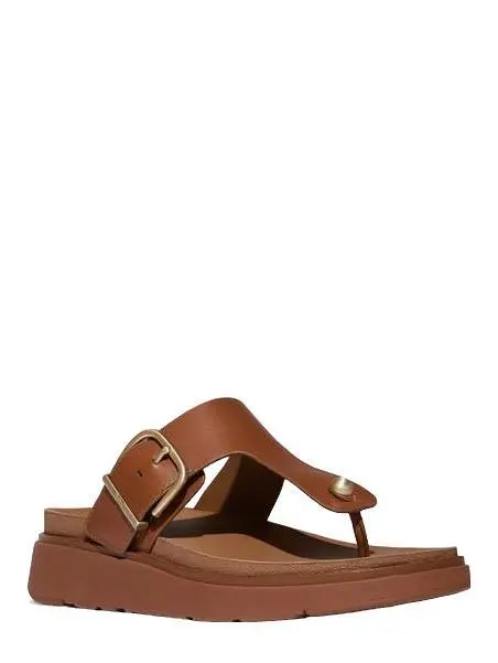 Fitflop Buckle Leather Toe-post Sandals - Light Tan