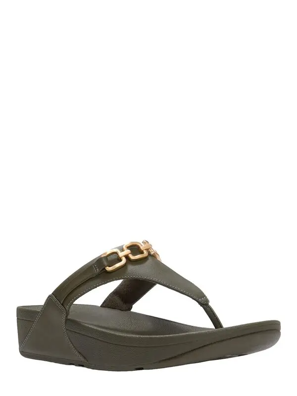 Fitflop Lulu Square-chain Tp Sandal - Deep Olive