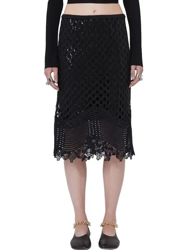 Sportmax Sequin Net Lace Skirt - Black