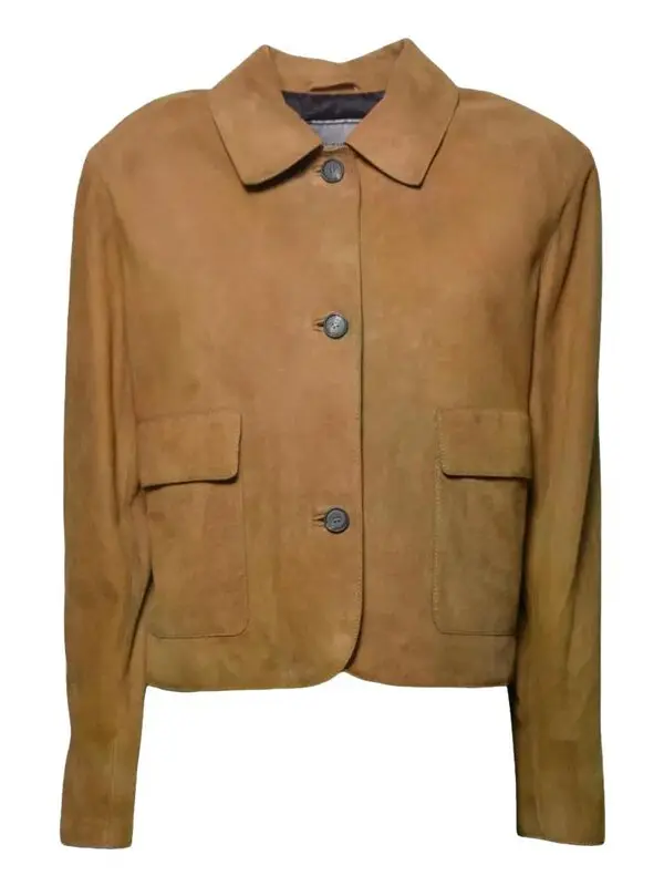 Tagliatore Pocket Buttoned Leather Jacket - Brown