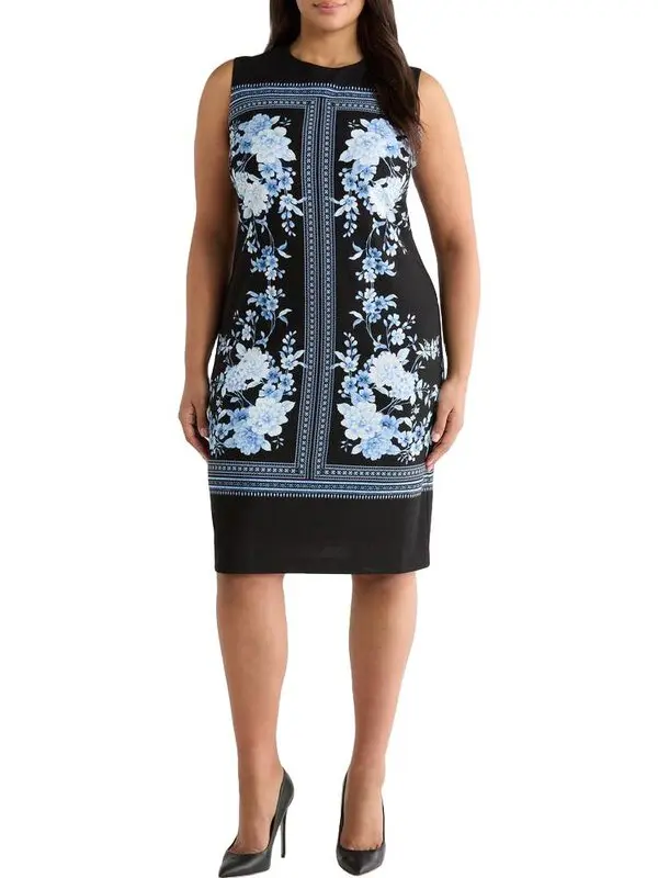 Anne Klein Printed Sleeveless Sheath Dress - Anne Black Multi