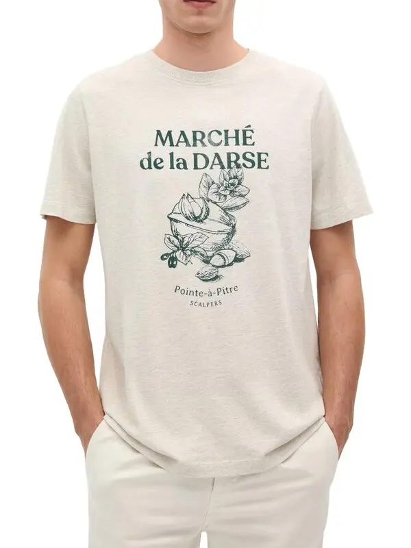 SCALPERS Marché Tee - Light Grey Melange