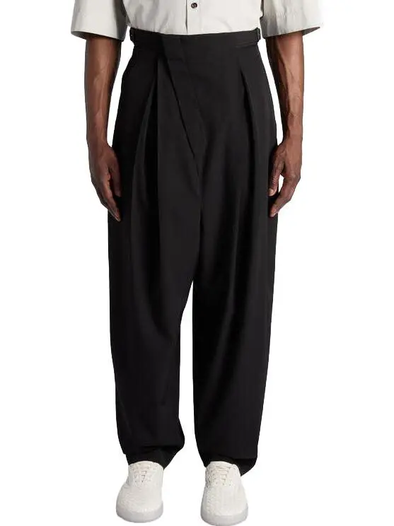 Bottega Veneta Drop Crotch Tapered Wool Twill Pants - 1010 Double Black