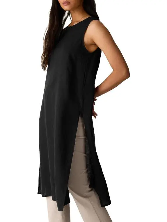 Eileen Fisher Longline Organic Linen Tunic - Black
