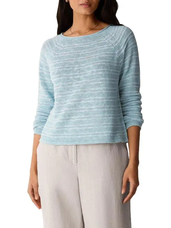 Eileen Fisher Stripe Bateau Neck Sweater - Breeze