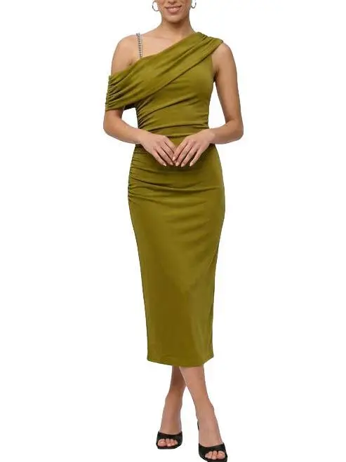 Rachel Rachel Roy Julez Asymmetrical Draped Midi Dress - Medium Green