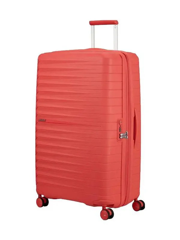 AMERICAN TOURISTER Fastfoward Expandable Hardside 30-inch Checked Spinner - Sunset Coral