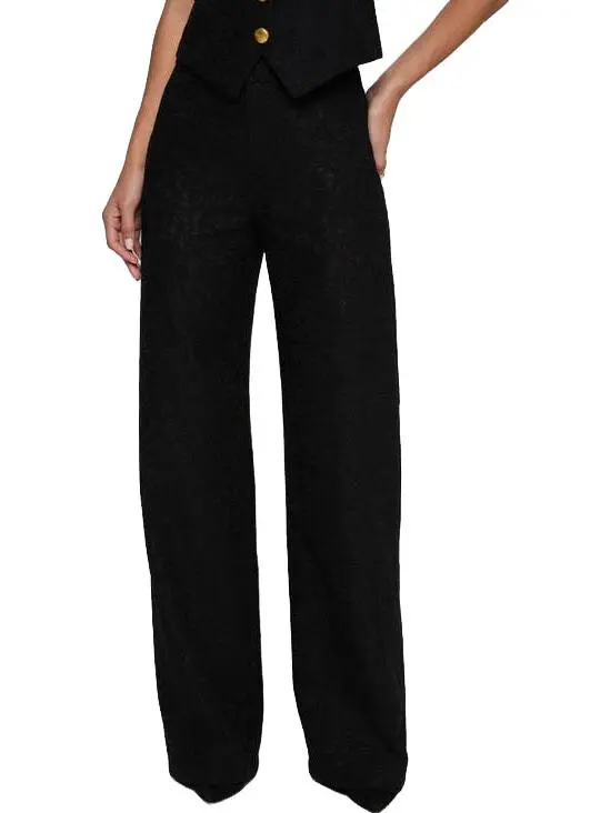 L'Agence Livvy Lace Straight Leg Pants - Black
