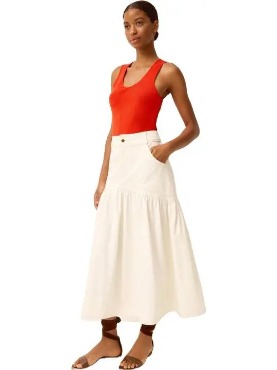MARIE OLIVER Sophie Midi Skirt - Whitewash