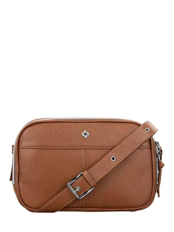 SAMSONITE Leather Crossbody Bag - Cognac