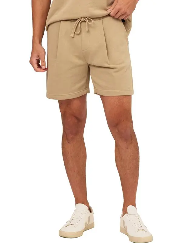 THREADS 4 THOUGHT Pleated Terry Cloth Shorts - Pebble
