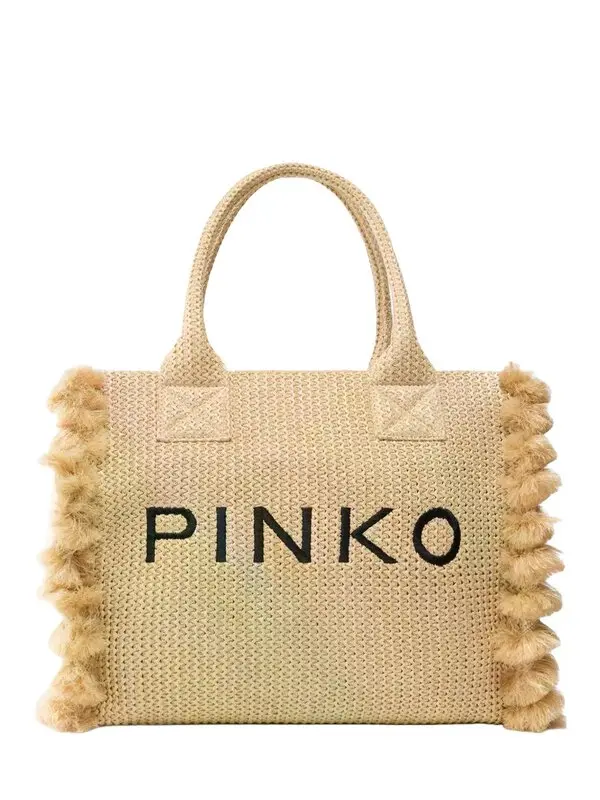 Pinko Logo-detail Beach Bag - Neutrals