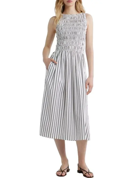 Madewell The Melody Smocked Sleeveless Midi Dress - White