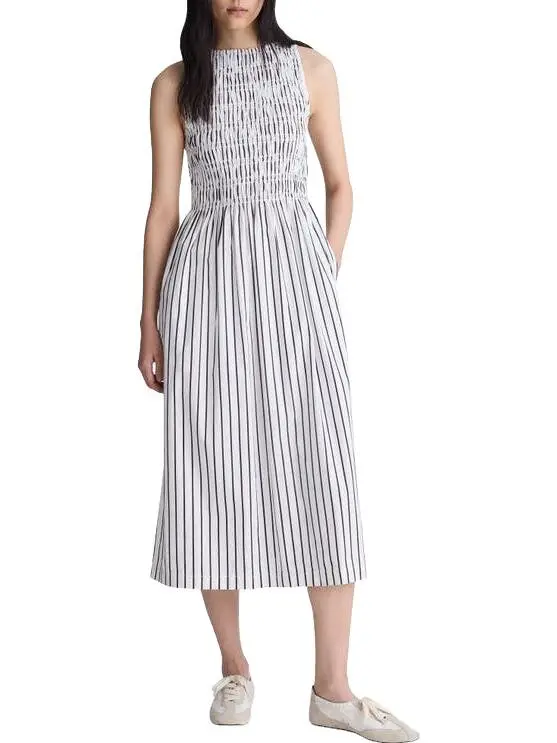 Madewell The Melody Smocked Sleeveless Midi Dress - White