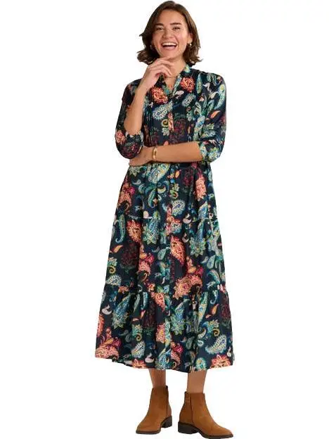 BRAKEBURN Estrella Sculpted Collar Maxi Dress - Navy