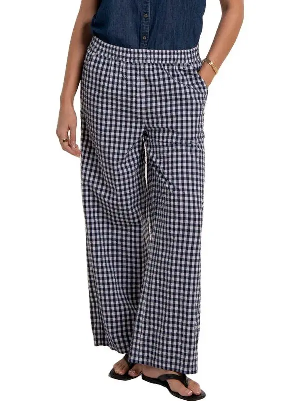 BRAKEBURN Gingham Wide Leg Aitana Trousers - Black