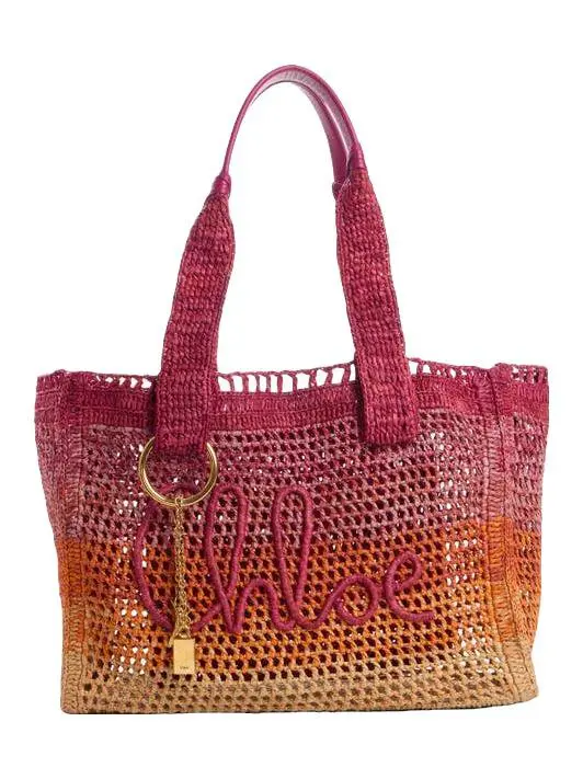 Chloé Ombré Crochet Raffia Tote Bag - Multicolor Orange