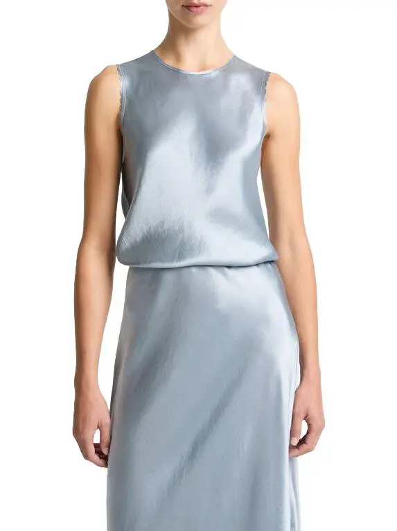 Vince Scallop Trim Sleeveless Shell - Light Lagoon