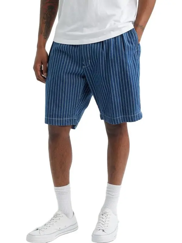 SERVICE WORKS Part Timer Pinstripe Shorts - Navy Stripe