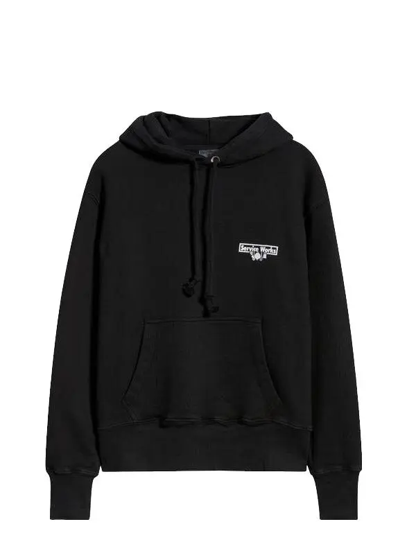 SERVICE WORKS Logo Graphic Organic Cotton French Terry Hoodie - Black