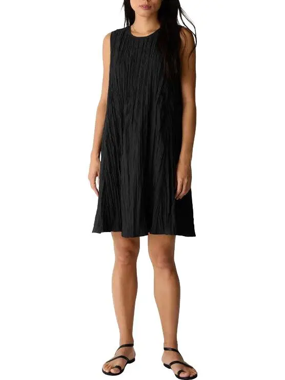 Eileen Fisher Sleeveless Silk A-line Dress - Black