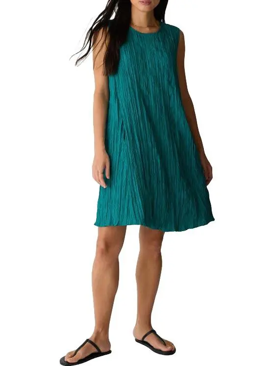 Eileen Fisher Sleeveless Silk A-line Dress - Teal