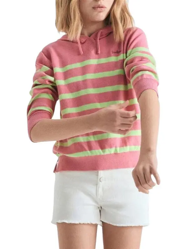 SCALPERS Striped Tricot Hoodie - Pink