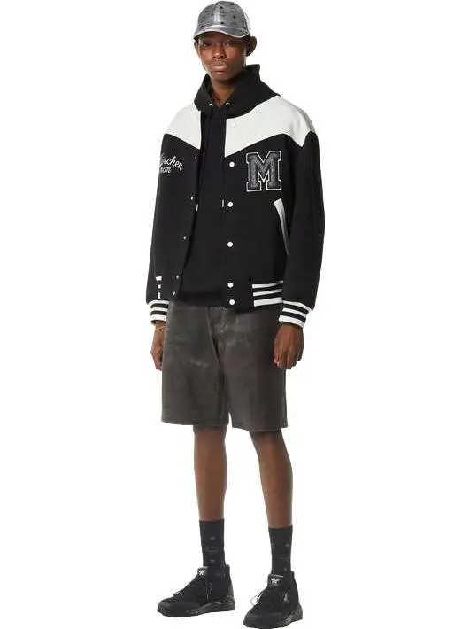 Mcm Munchen Ponte Varsity Jacket - Black And White