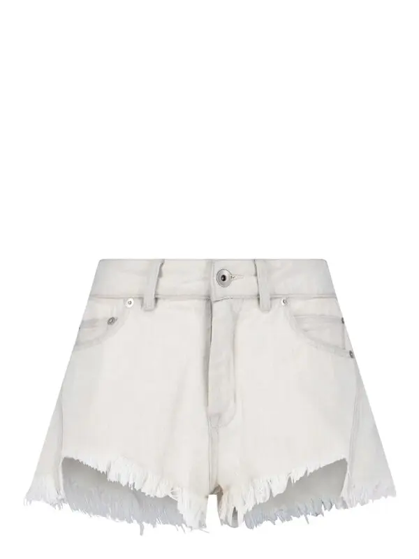 Rick Owens Denim Bias Cutoff Shorts - Cream