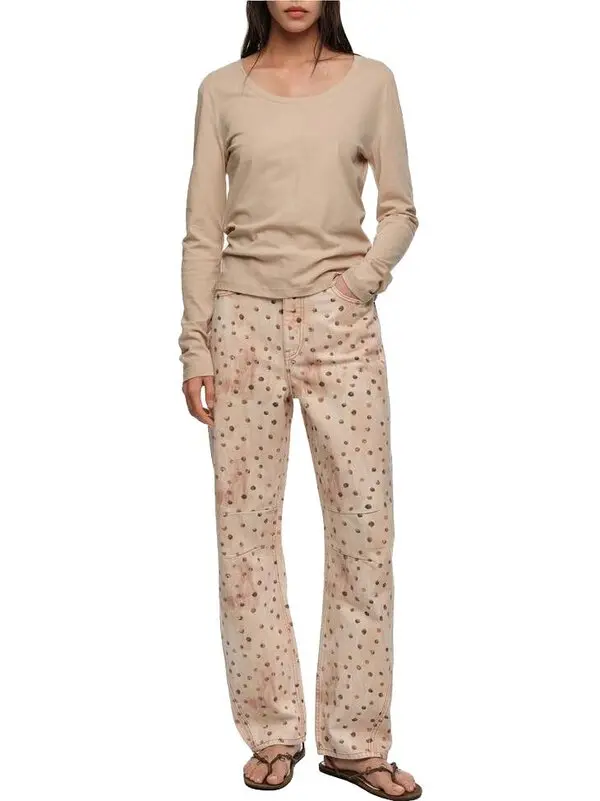Bimba Y Lola Ankle-length Barrel-cut Denim Trousers - Watercolor Dots