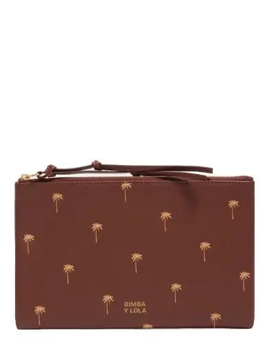 Bimba Y Lola Large Leather Make-up Case - Nut