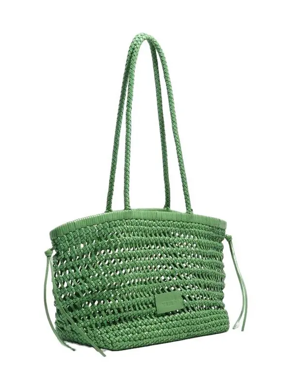 Bimba Y Lola Plaited Leather Shopper - Emerald