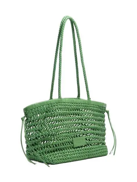 Bimba Y Lola Plaited Leather Shopper Bag - Emerald
