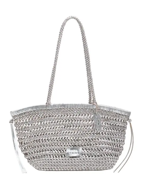Bimba Y Lola Plaited Leather Shopper - Silver
