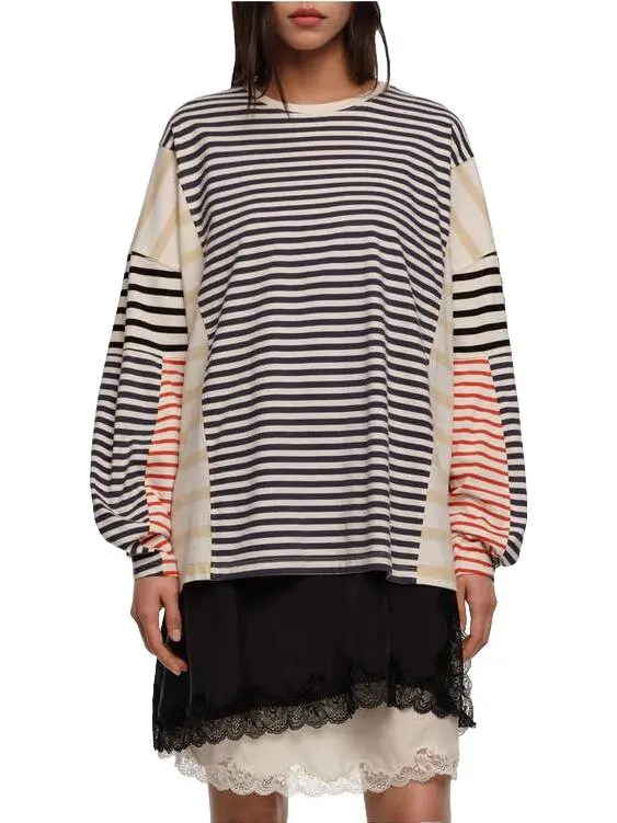 Bimba Y Lola Striped Oversized T-shirt - Navy