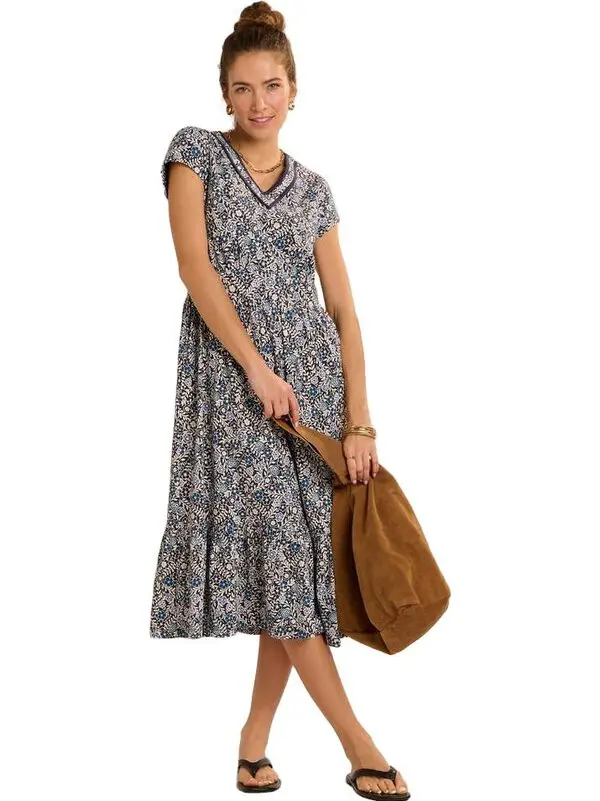 BRAKEBURN Lucia Tiered Midi Dress - Navy