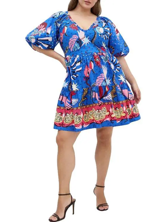 City Chic Printed Fit & Flare Mini Dress - Calista