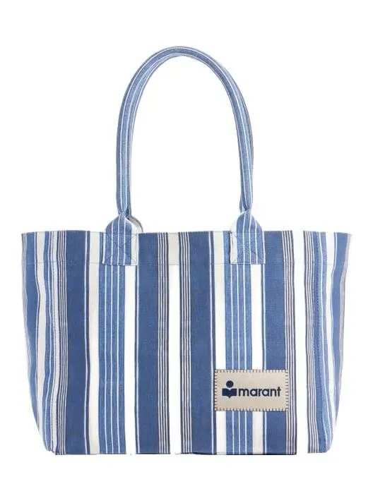 Isabel Marant Small Yenky Stripe Canvas Tote - Blue