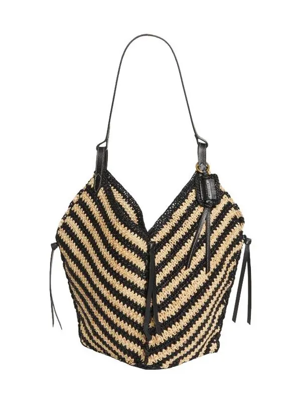 Isabel Marant Tampa Stripe Raffia Tote - Black/natural