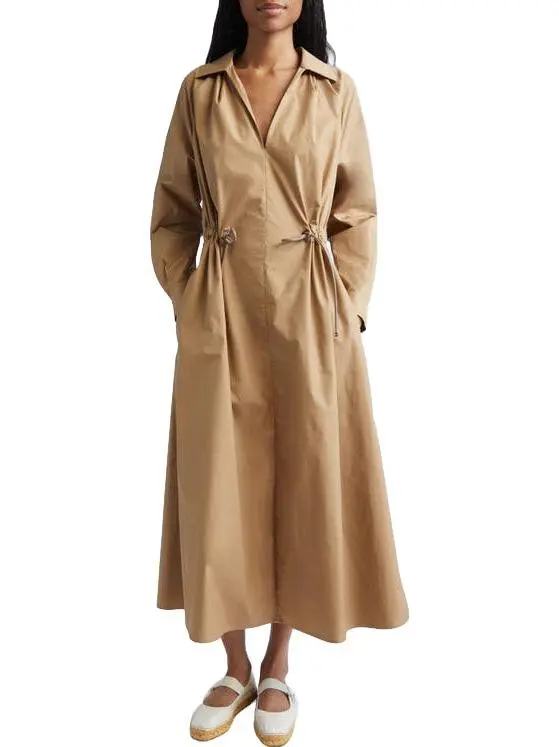Max Mara Ottelia Long-sleeve Maxi Shirt Dress - Desert
