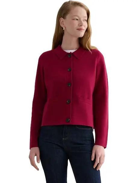 HOBBS LONDON Mia Merino Wool Blend Knitted Cardigan - Beetroot Pink