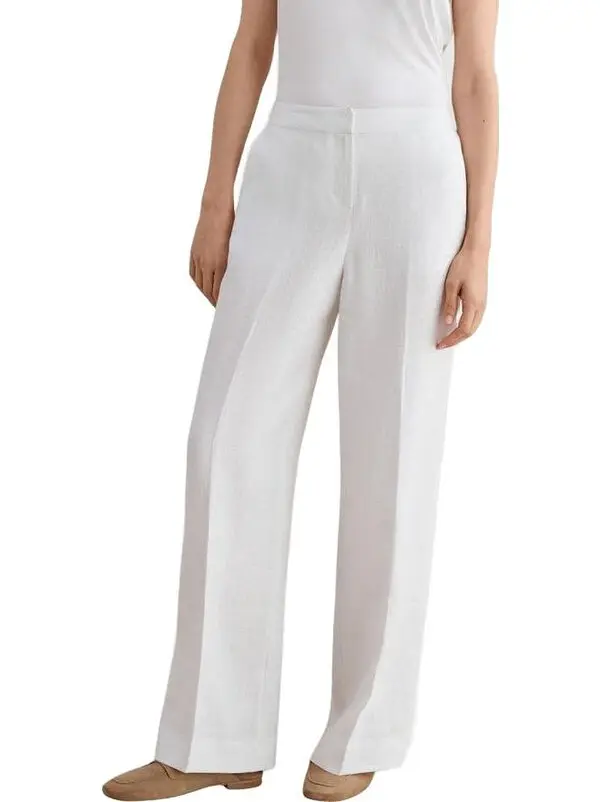 HOBBS LONDON Alessia High-waisted Linen Trousers - White