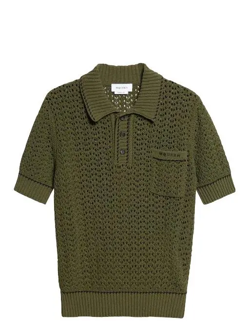 Alexander McQueen Open Stitch Polo - Dark Green Bottle