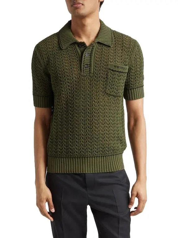 Alexander McQueen Open Stitch Polo - Dark Green Bottle