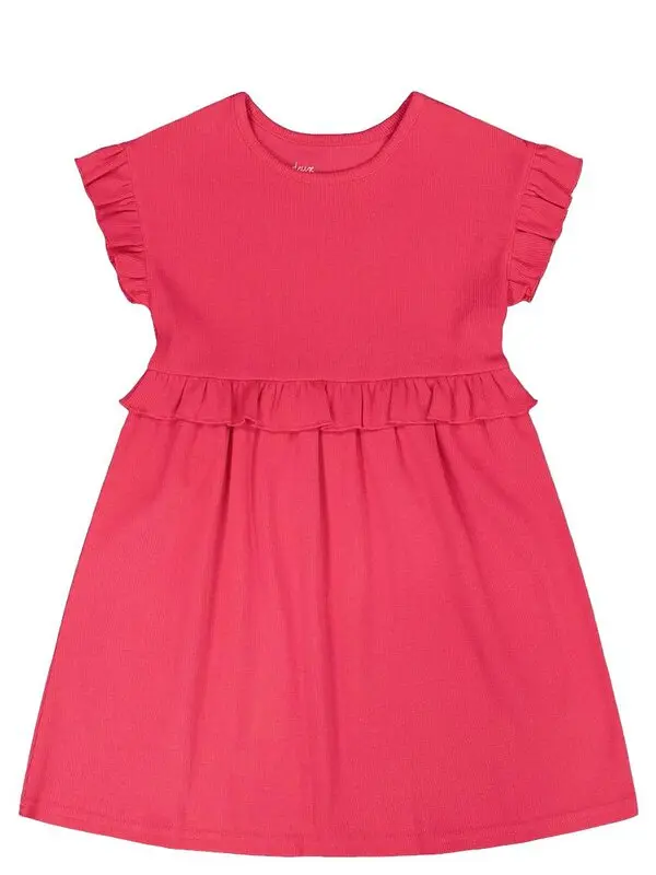 DEUX PAR DEUX Cotton Rib Short Sleeve Dress - Pink
