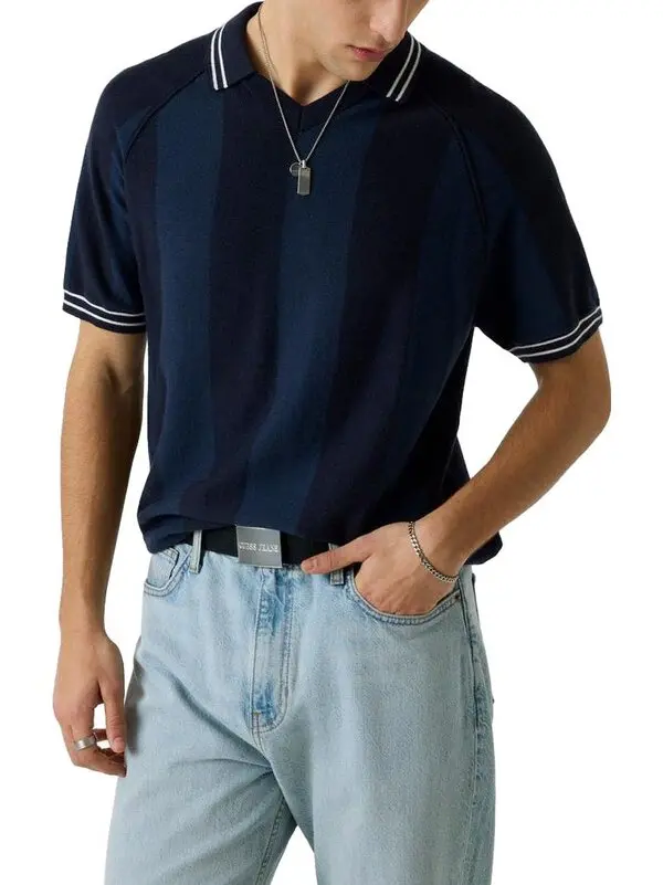 Guess Stripe Polo Sweater - S75q-open