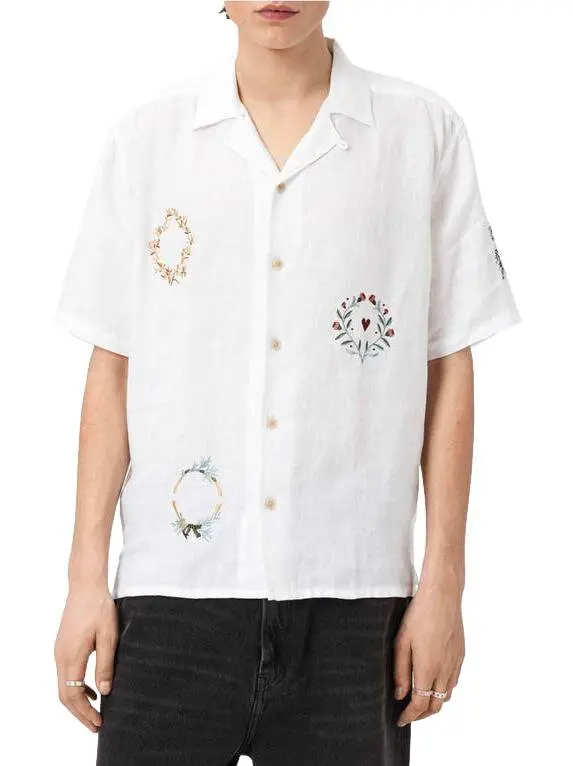 ALLSAINTS Deck Embroidered Camp Shirt - Ecru