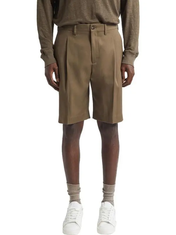 GOLDEN GOOSE Journey Pleated Virgin Wool Bermuda Shorts - Cub